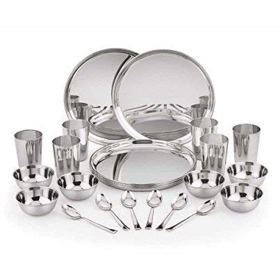 Neelam Stainless Steel 24 Gauge Premium Eco Dinner Set Of 24Pcs Silver