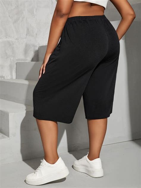 Shein Ezwear Plus High Waist Wide Leg Pants Shein