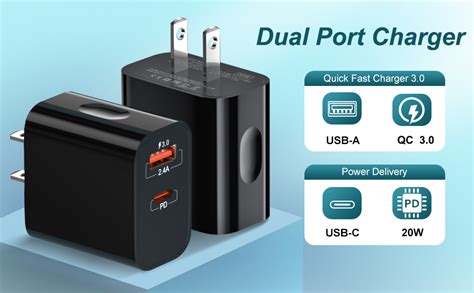 Amazon Com W Usb C Fast Charger Quick Fast Charger Wall Charger Bangfun Pack Dual Port