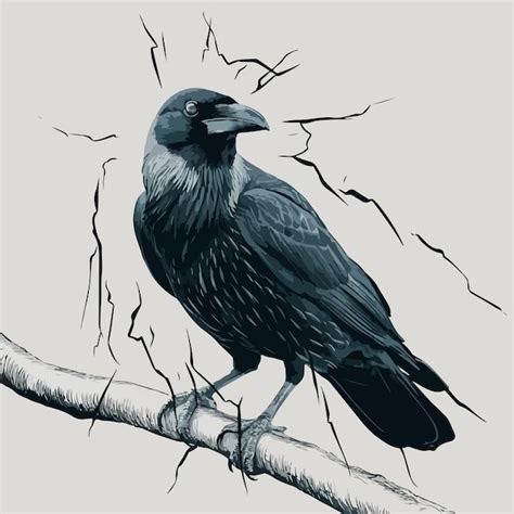 Premium Vector A Crow With A Black Face And A Gray Background