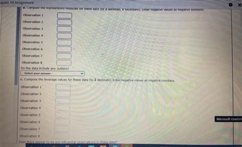solved consider the following data for two variables x and