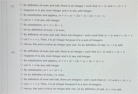 Solved Theorem The Sum Of Any Even Integer And Any Odd Chegg