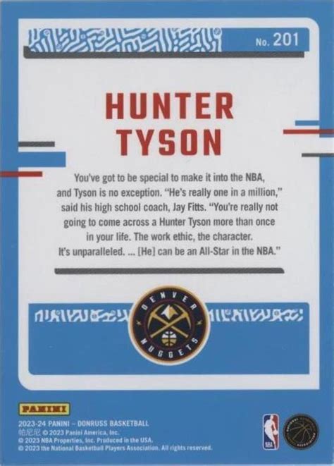 Las Mejores Ofertas En 2023 24 Panini Donruss 201 Hunter Tyson Ebay
