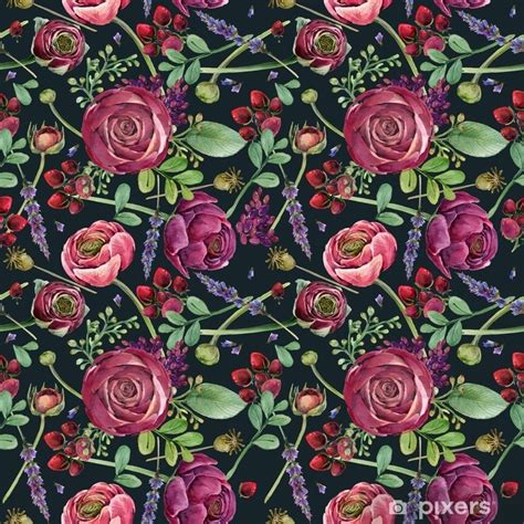 Tapis de bain Modèle sans couture de fleurs composition florale