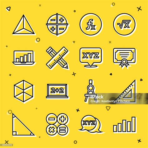 Set Line Graph Triangular Ruler Certificate Template Function Mathematical Symbol Crossed And