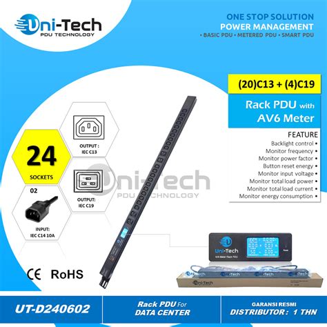 Jual Pdu 24 Holes Sockets C13 C19 With Av6 Meter Input Iec C14 10a Shopee Indonesia