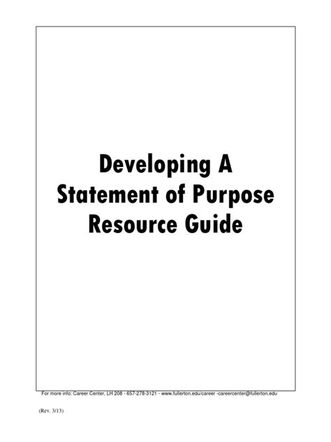 Personal Statement Resource Guide Pdf Experience Motivation