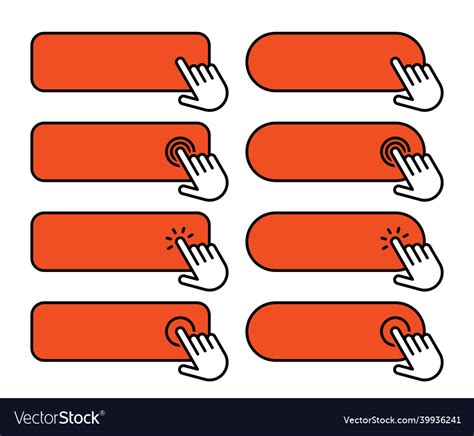 Click Blank Button With Hand Pointer Clicking Vector Image