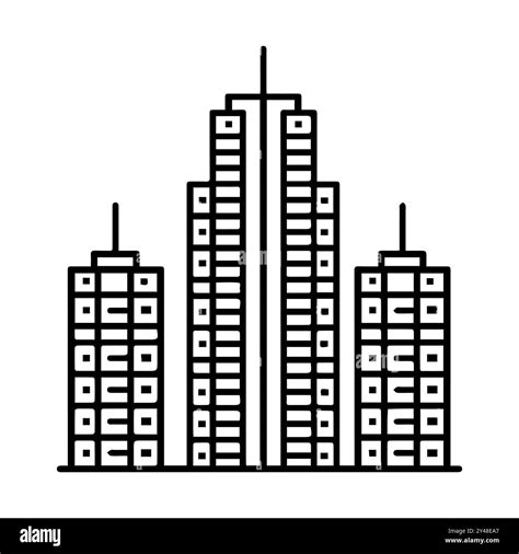 Building Icon Or Modern Line Symbol Vector Line Art And Icon Design With Bold Outline Black