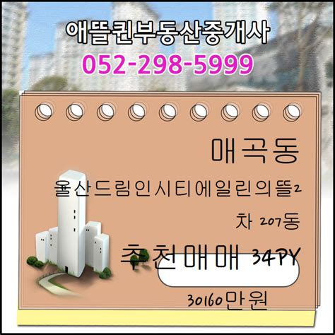 북구 아파트 매곡동 울산드림인시티에일린의뜰2차 34py 30160만 매매 네이버 블로그