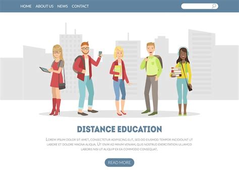 premium vector distance education landing page online educational