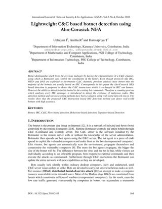 Lightweight C C Based Botnet Detection Using Aho Corasick NFA PDF