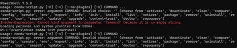 windows after powershell update conda elicits error as if command
