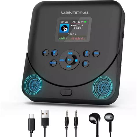 PORTABLE CD PLAYER Bluetooth With TFT Display Anti Skip Rechargeable