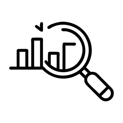 Competitor Analysis Icon With Magnifier Bar Line Art White Background
