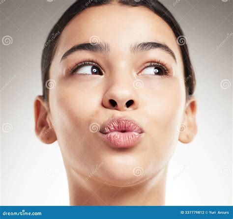 Beauty Skincare And Woman Pout Lips For Results Glow Or Natural
