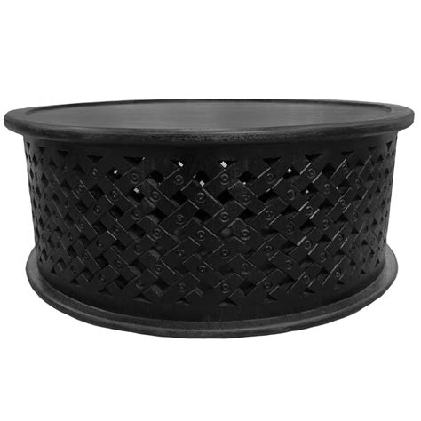 Trellis Round Coffee Table Black Humble Home