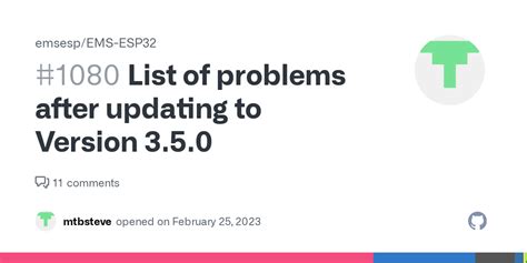 List Of Problems After Updating To Version 350 · Issue 1080 · Emsespems Esp32 · Github