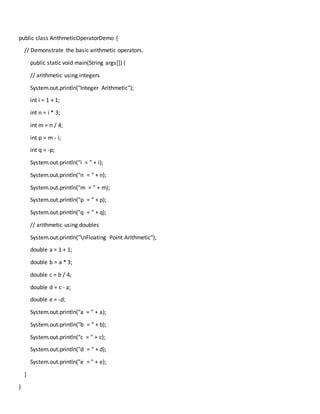 Public Class Arithmetic Operatordemo PDF