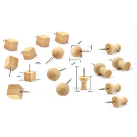 Wooden Push Pins In Bag 3 Types 60 Pieces Wood And Tools
