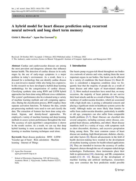A Hybrid Model For Heart Disease Prediction Using Recurrent Neural