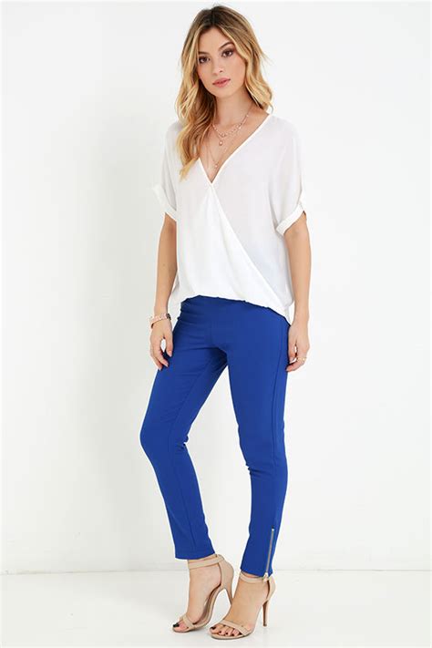 Cobalt Blue Pants Trouser Pants High Waisted Pants 4200 Lulus