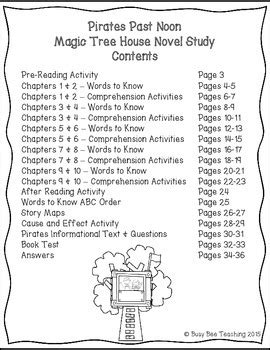 Pirates Past Noon Magic Tree House Book Novel Study By Busy Bee Teaching