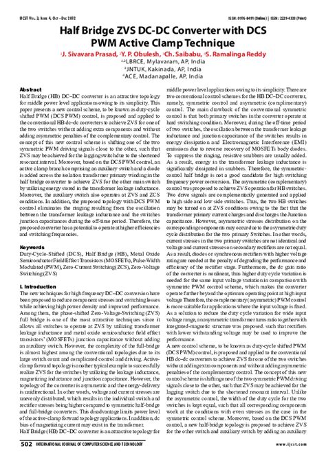 Pdf Half Bridge Zvs Dc Dc Converter With Dcs Pwm Active Clamp Technique