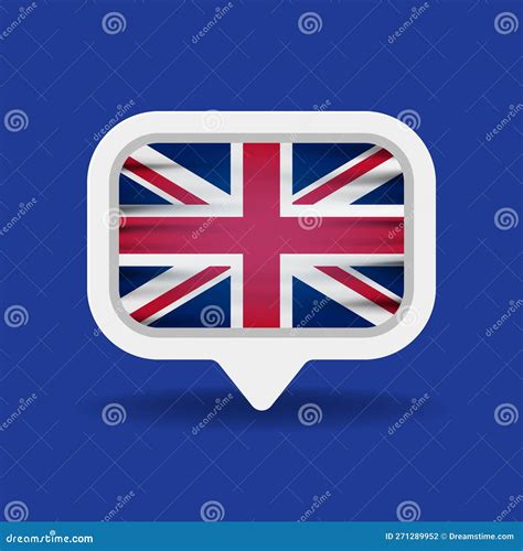White Speech Bubble With Great Britain Flag And Long Shadow On Blue