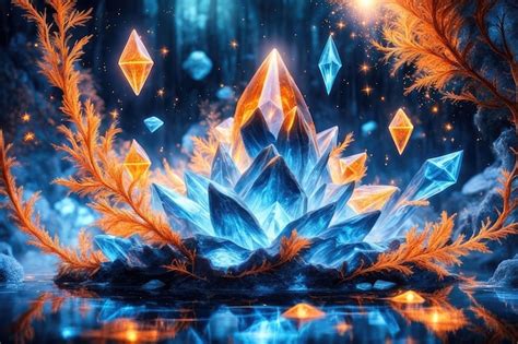 An Orange Glowing Crystal Premium Ai Generated Image