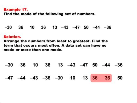 Math Example Measures Of Central Tendency Mode Example 17 Media4math