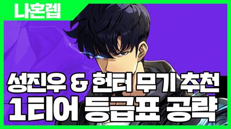 나혼자만 레벨업 어라이즈 성진우 And 헌터 무기 추천 1티어 등급표 공략 나혼렙 게임 [사키엘tv] Youtube