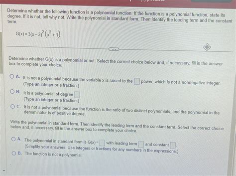 Solved Determine Whether The Following Function Is A Polynomial