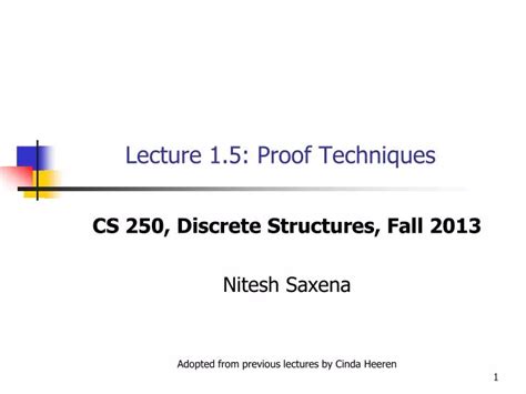 Ppt Lecture 15 Proof Techniques Powerpoint Presentation Free