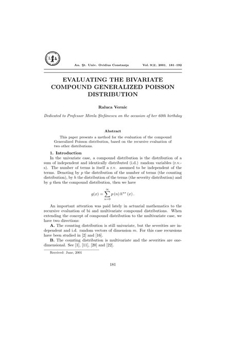 Pdf Evaluating The Bivariate Compound Generalized Poisson Distribution