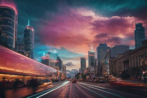 Premium Ai Image Future City Evolution With Highspeed Internet Cloud Computing Synergy For