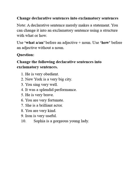 7th Lang Assertive To Exclamatory Sentences Pdf