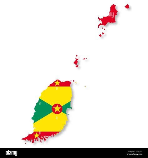A Grenada Map On White Background With Clipping Path To Remove Shadow