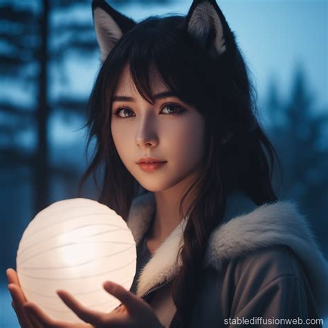 Anime Wolf Girl With A Maple Brown Ponytail And Yellow Eyes Prompts