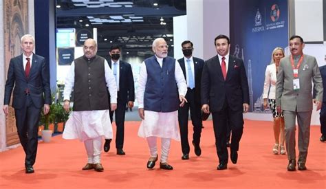 Pm Addresses 90th Interpol General Assembly In Pragati Maidan New Delhi