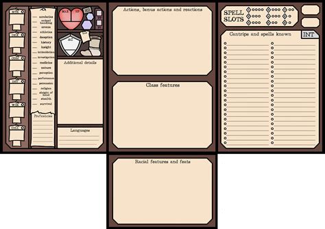 Dandd Foldable Charater Sheet Template Wizard By Tornioduva Dungens And