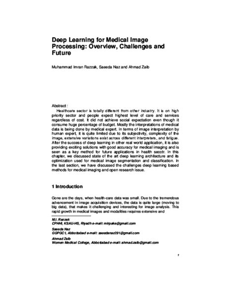 Pdf Deep Learning For Medical Image Processing Overview Challenges
