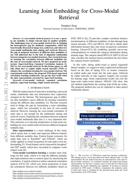 Learning Joint Embedding For Cross Modal Retrieval Deepai