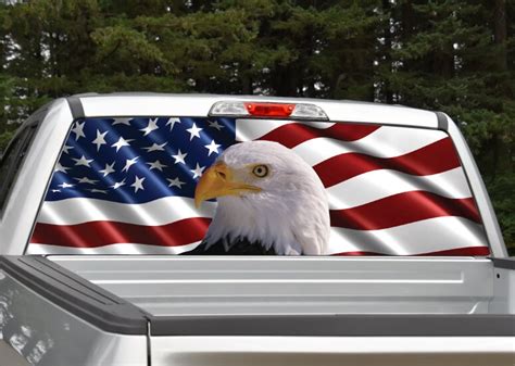 Automotive American Usa Flag Eagle Pick Up Truck Back Window Graphic