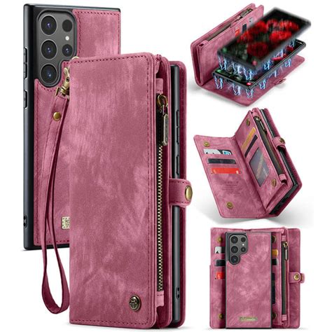 Caseme Samsung Galaxy S24 Ultra Wallet Case With Wrist Strap Red