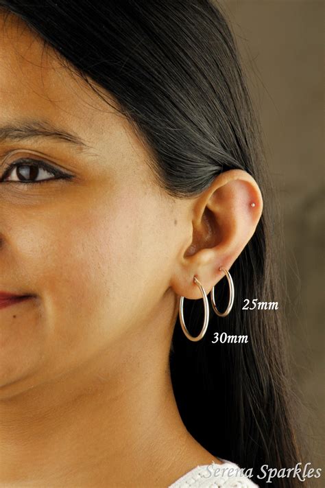 Solid 925 Sterling Silver Hoop Earrings 25mm 30mm 35mm Etsy