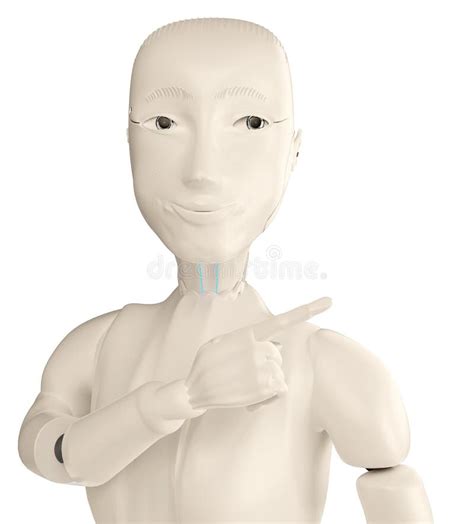 A Robot With A Friendly Smile Pointing To 3d Illustration Isolated Stock Illustration
