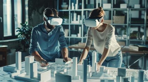Premium Photo Professional Architects Using Vr Technology To Review Urban Development Models