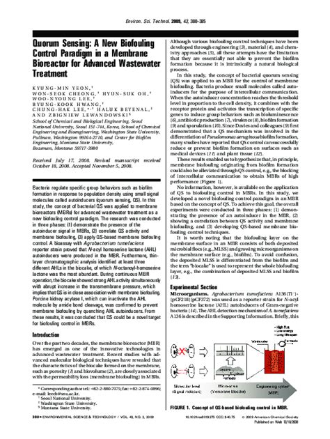 Pdf Quorum Sensing A New Biofouling Control Paradigm In A Membrane