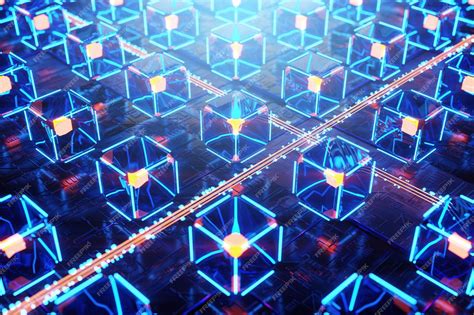 premium photo blockchain technology big data neural network blocks